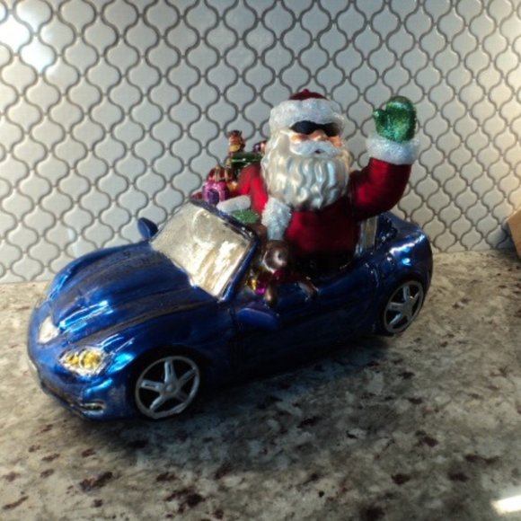 Holiday | Vintage Mercury Glass Santa In A Corvette Extra Large 15 Wide ...